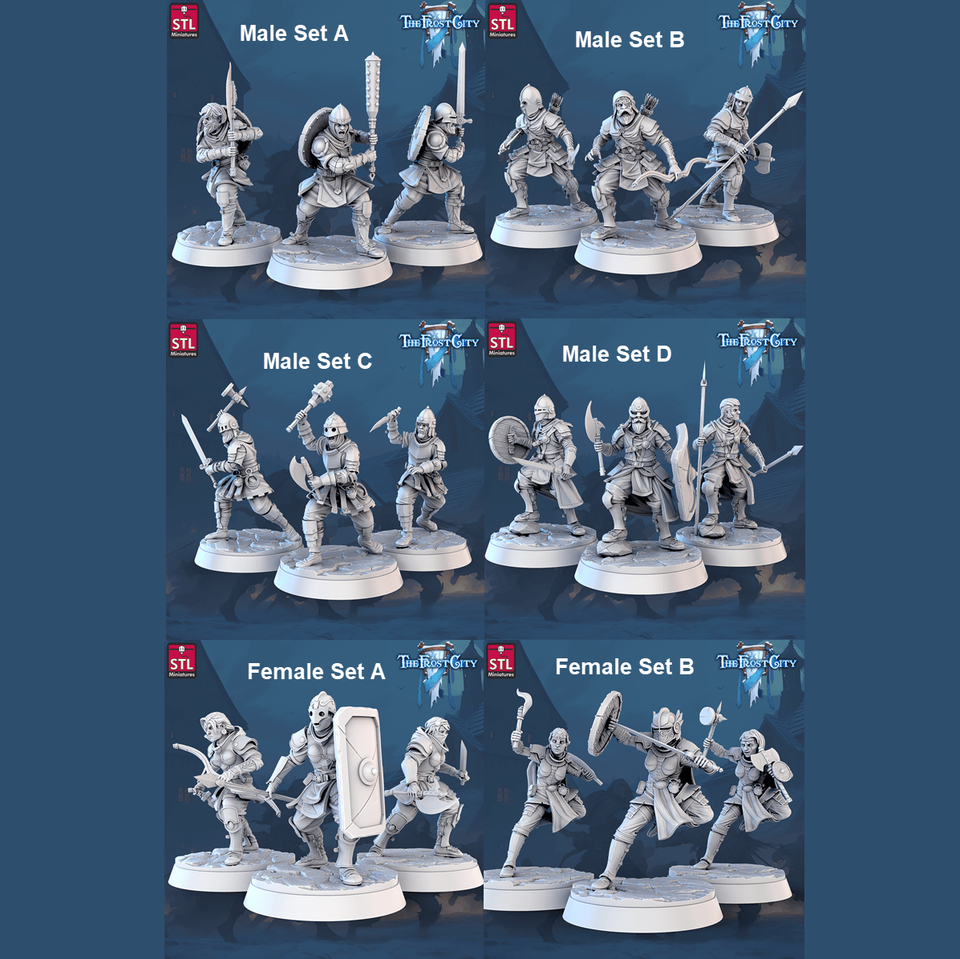 3D Printed STL Miniatures The Frost City Army Knights - Modular 28 ...
