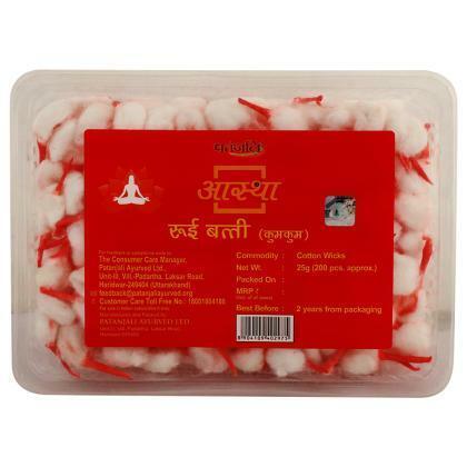 AASTHA COTTON WICKS Rui Batti Pooja Diya Batti KUMKUM 25gm (approx200 ...