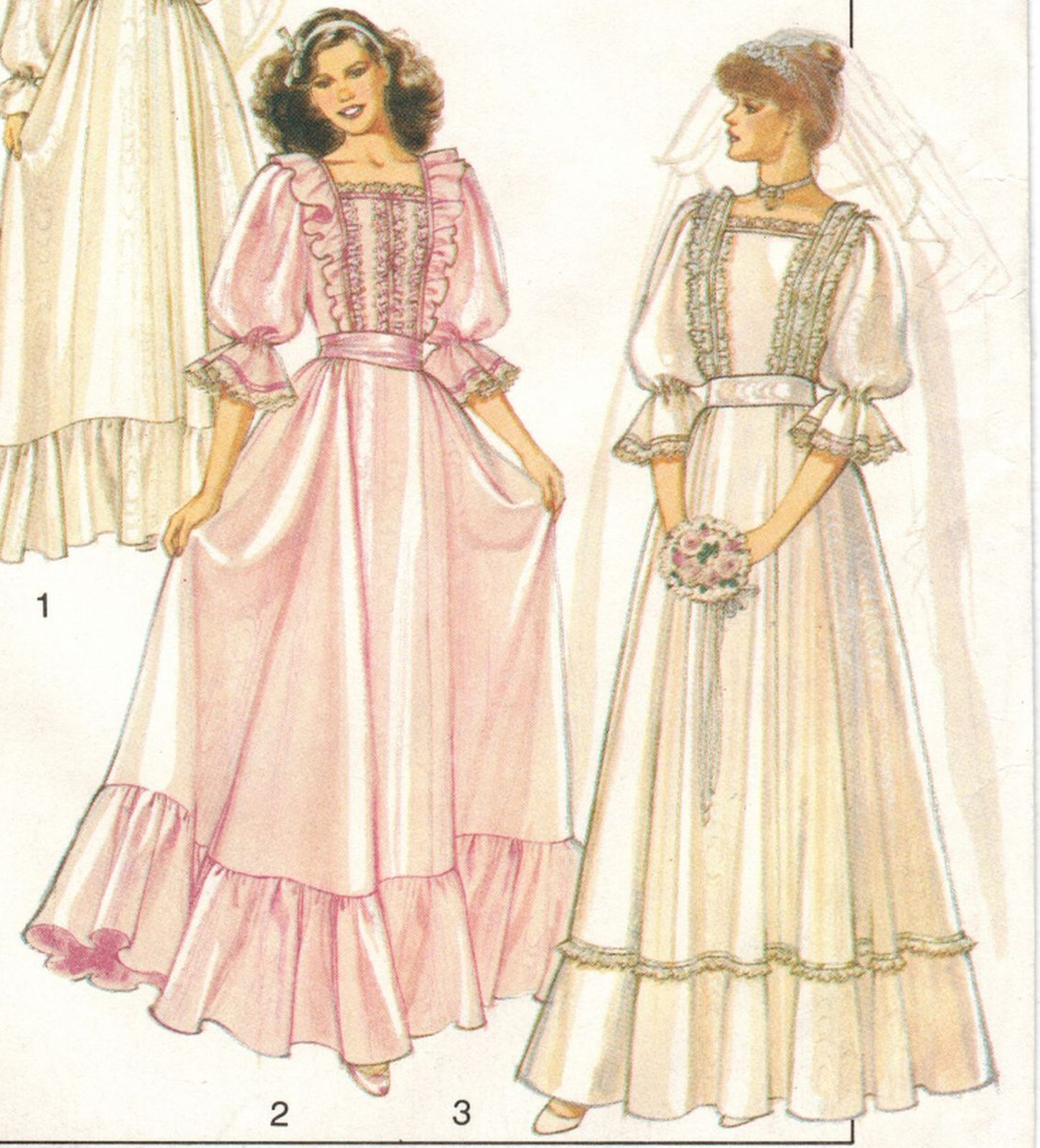 Vtg 1982 Wedding Bridal Bridesmaid Ruffled Dress Gown Petticoat Sew ...