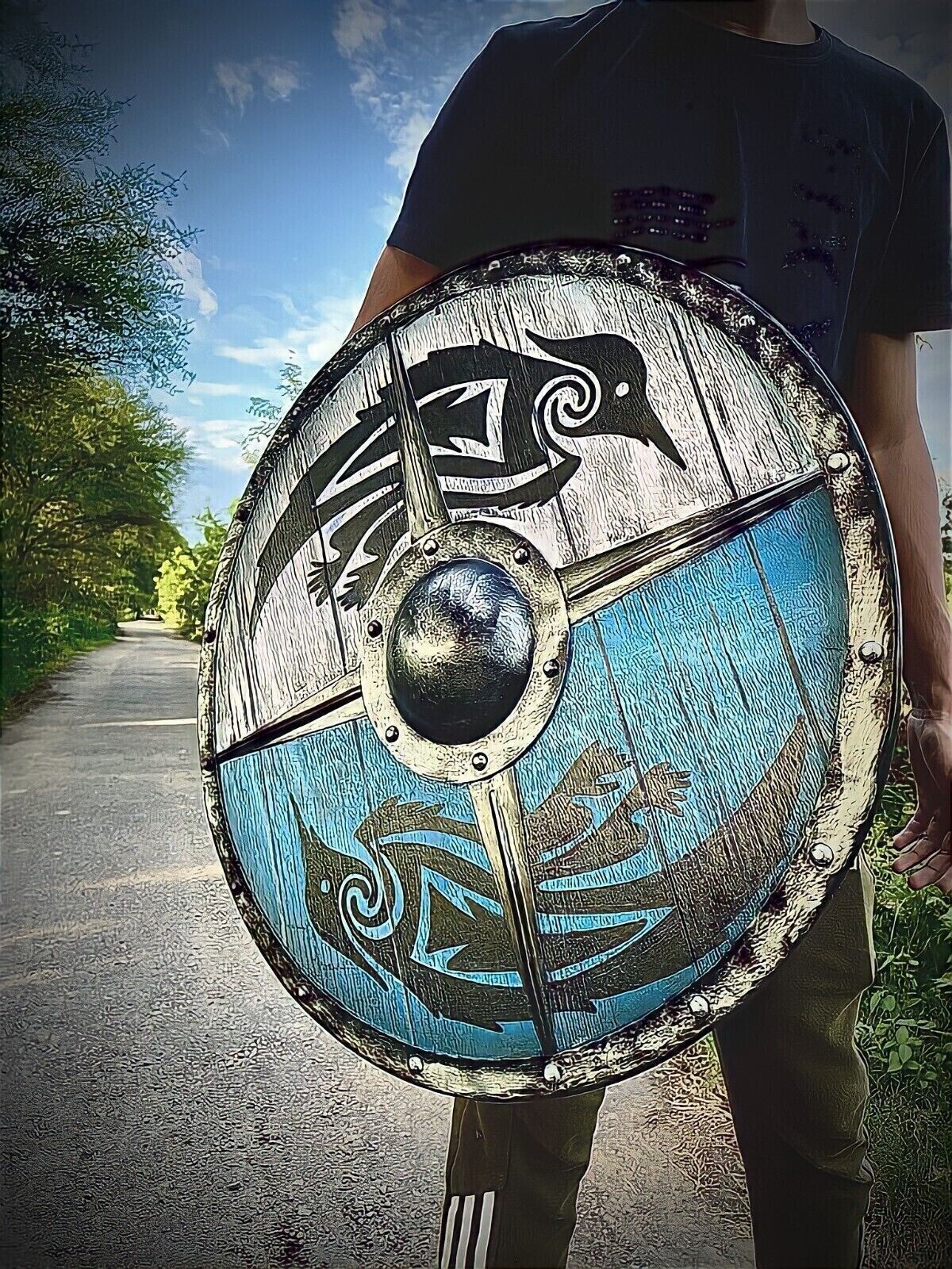 Raven Bird Viking Shield Ragnar Wooden Viking Cosplay Shield Gift ...