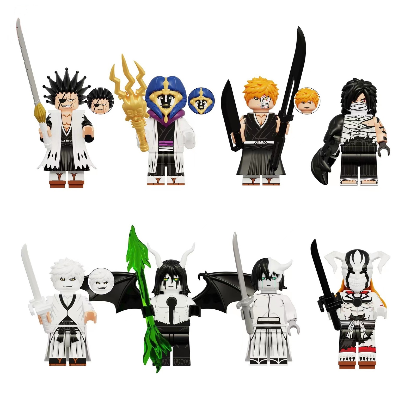 8pcs Bleach Series Ichigo Kurosaki Ulquiorra Zangetsu Mayuri ...