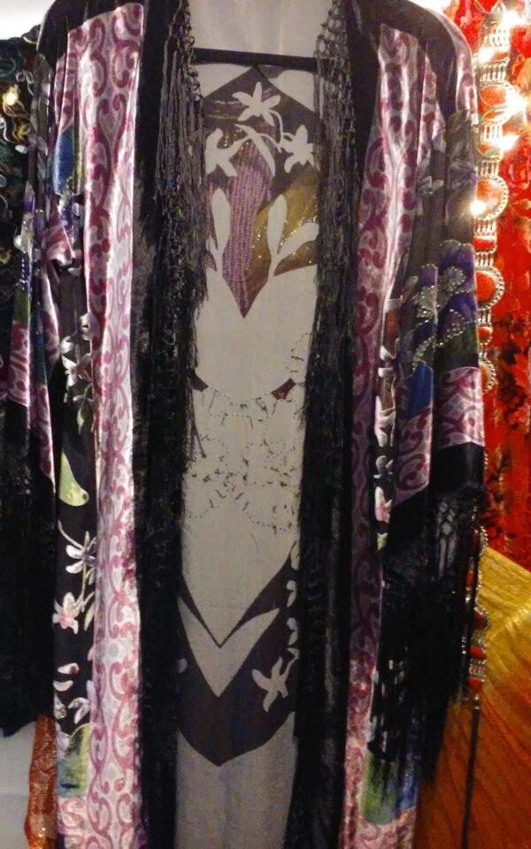 PURPLE & BLACK ARTDECO STEVIE NICKS STYLE VELVET MUCHA GYPSY BOHO ...