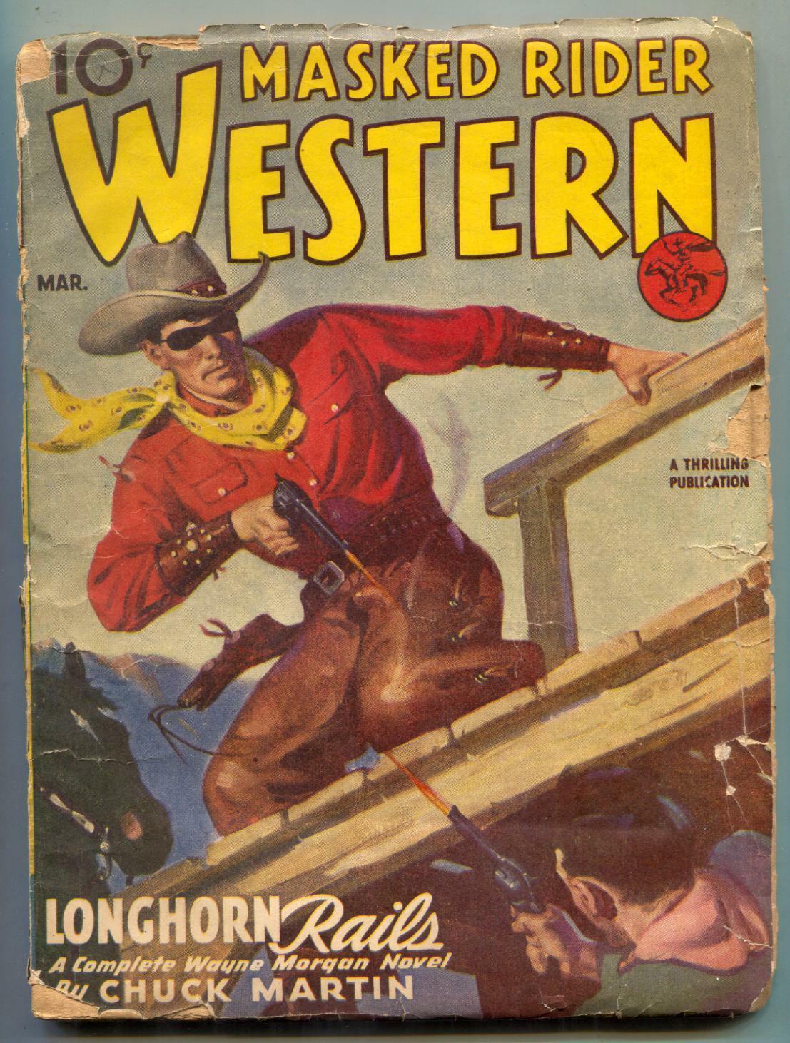 Masked Rider Western Pulp March 1946- Longhorn Rails- reading copy ...