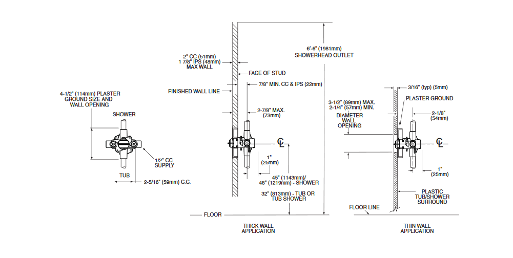 Moen Posi-Temp 1/2" IPS connection pressure balancing check stops Rough ...