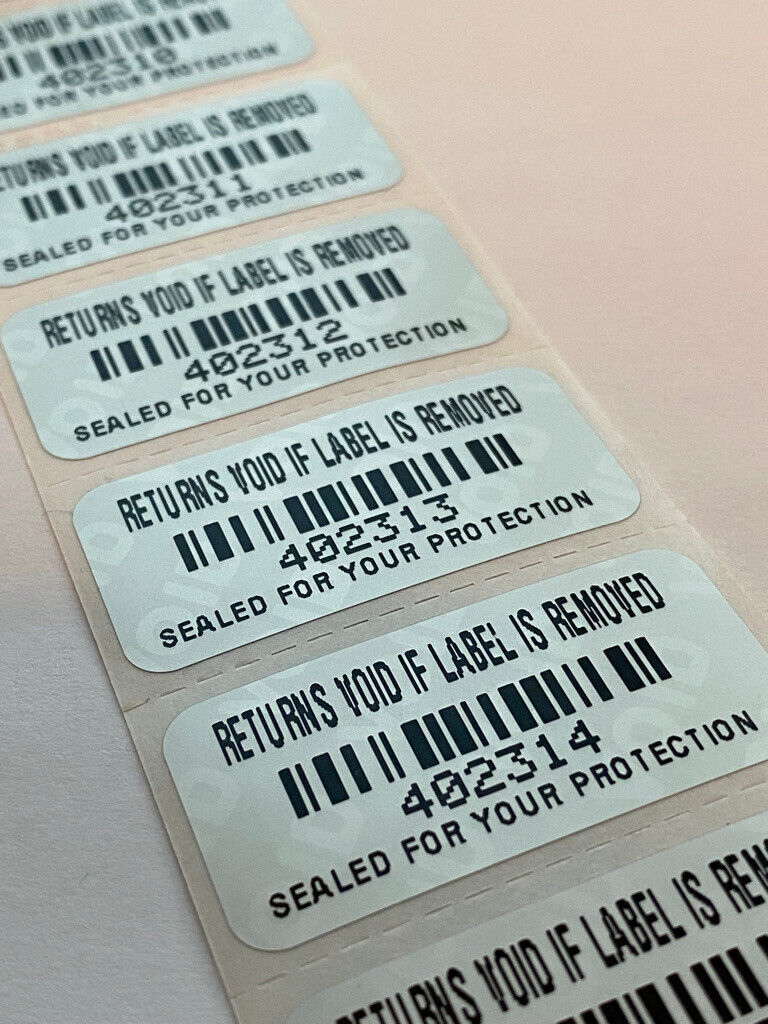 100 RETURNS VOID IF LABEL IS REMOVED-BARCODE-SERIAL NUMBERING-STICKERS ...