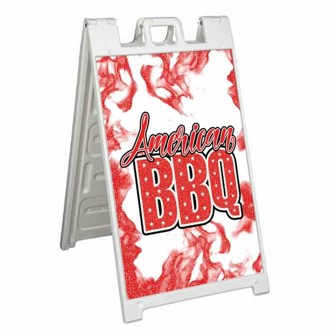 AMERICAN BBQ Signicade 24x36 Aframe Sidewalk Sign Banner Decal BARBEQUE ...