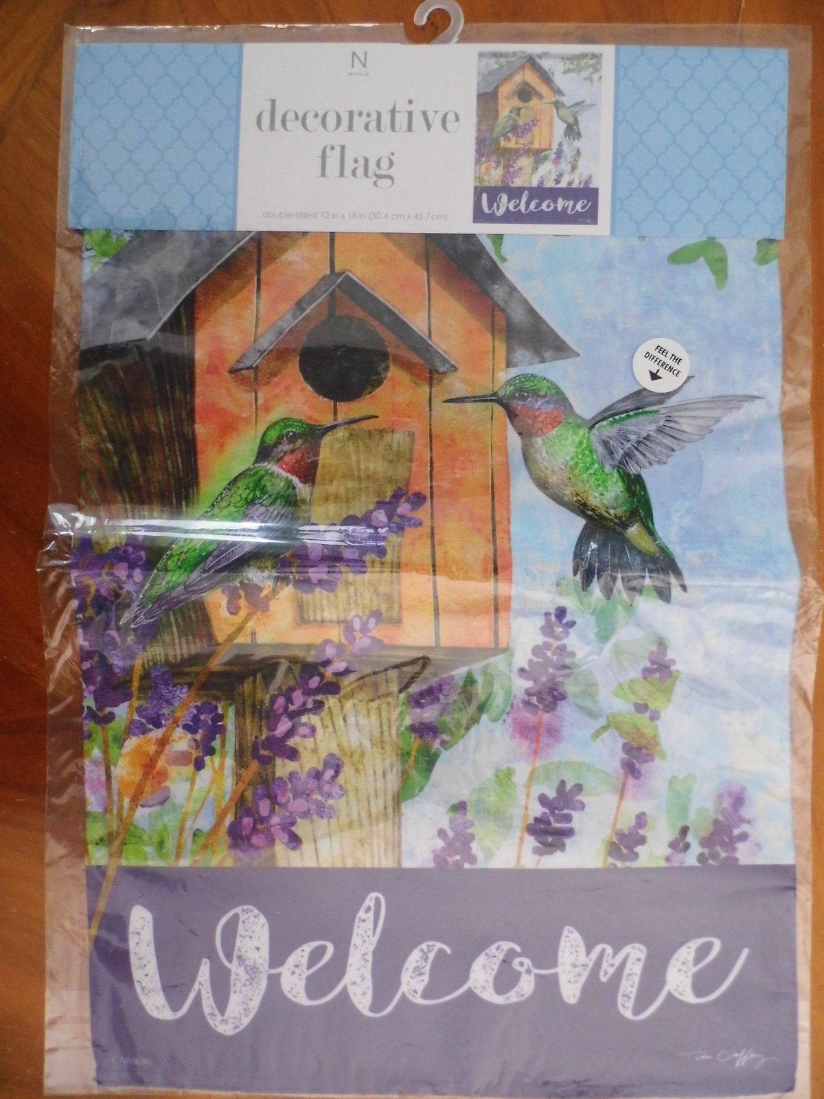 Hummingbird Home Welcome Garden Flag-2 Sided Message,12" x 18" - Flags