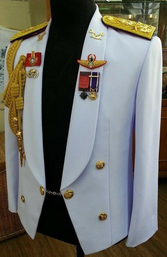 General Ranks White UNIFORM Soldier suit, pants, Pins, Wings Thai army ...