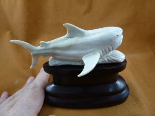 Shark-13 swimming Great White Shark display of shed antler figurine ...