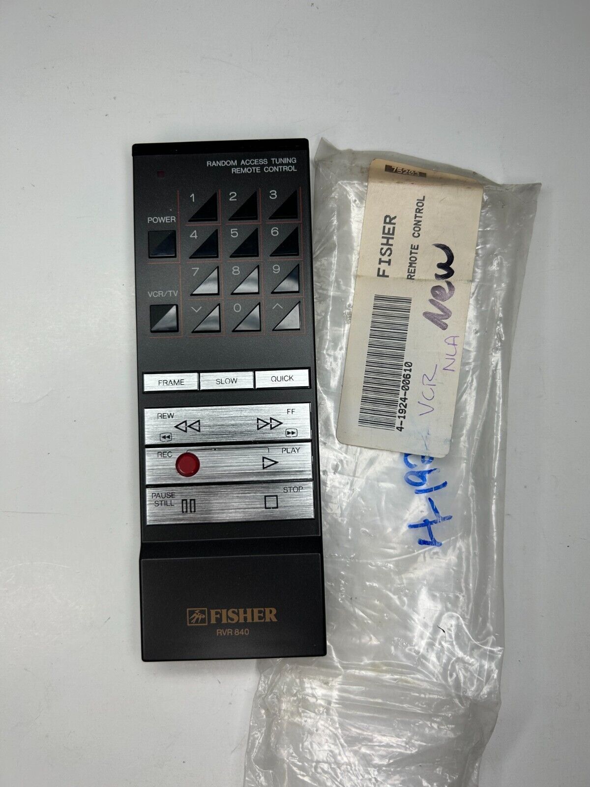 Fisher RVR-840 VCR Remote Control, Black - OEM NOS for FVH840 +more ...