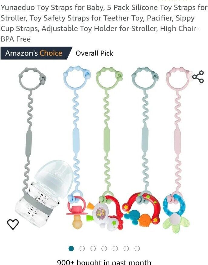 Toy Safety Straps for Baby - 5 Pack Silicone Adjustable Stroller Straps ...