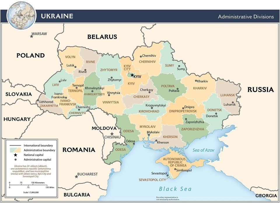 2022 Administrative CIA Map of Ukraine Geography Homeschooling History ...