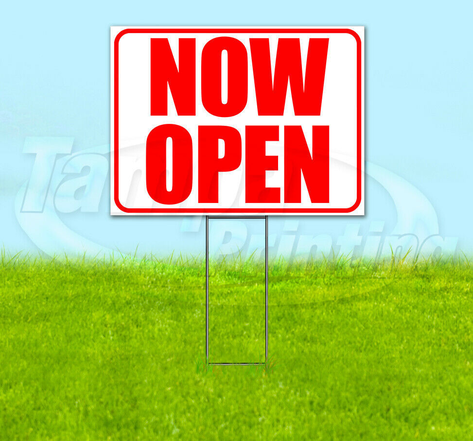 NOW OPEN Yard Sign Corrugated Plastic Bandit Lawn Decoration USA ...