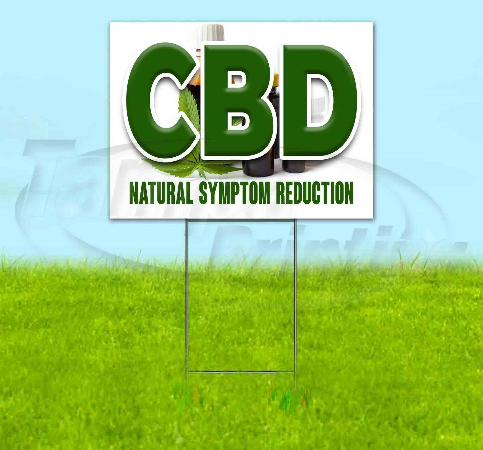 CBD NATURAL SYMPTOM REDUCTION 18x24 Yard Sign Corrugated Plastic Bandit ...