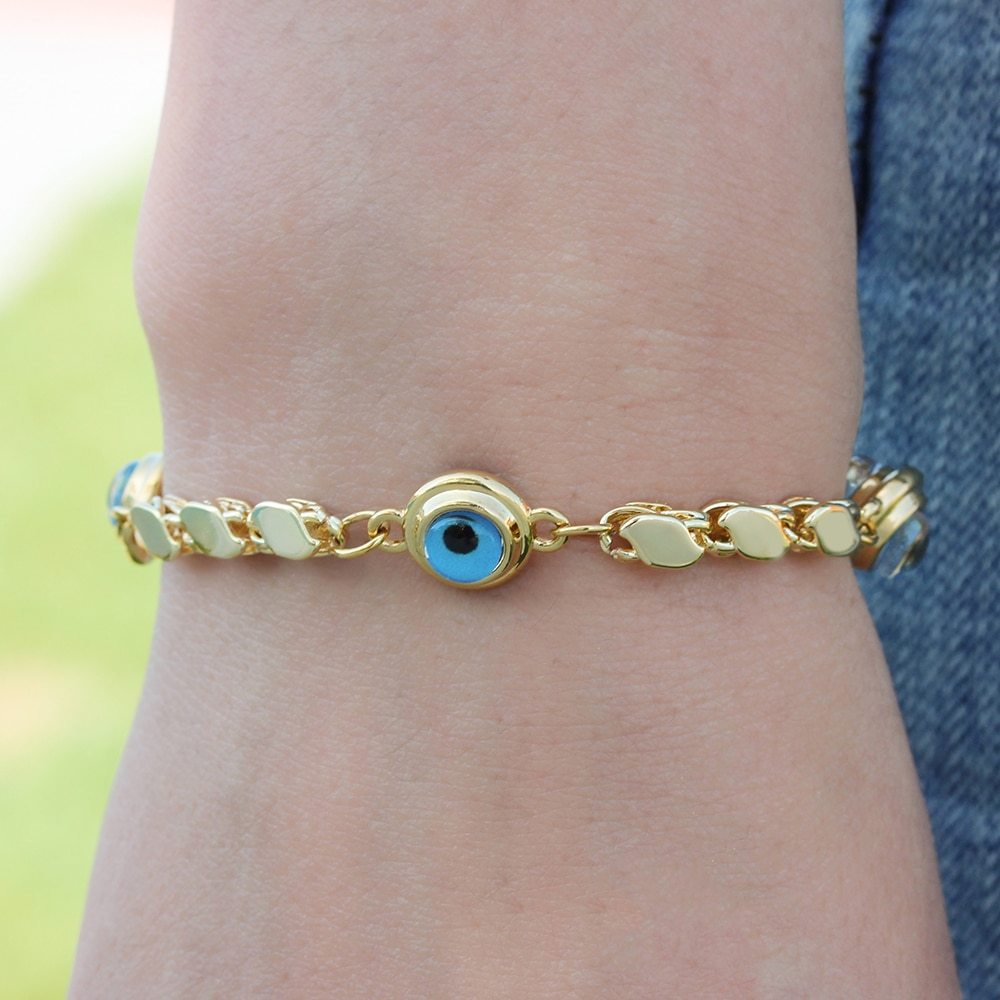 18K Gold New Mysterious Element Lucky Demon Eye Ladies Bracelet Event ...