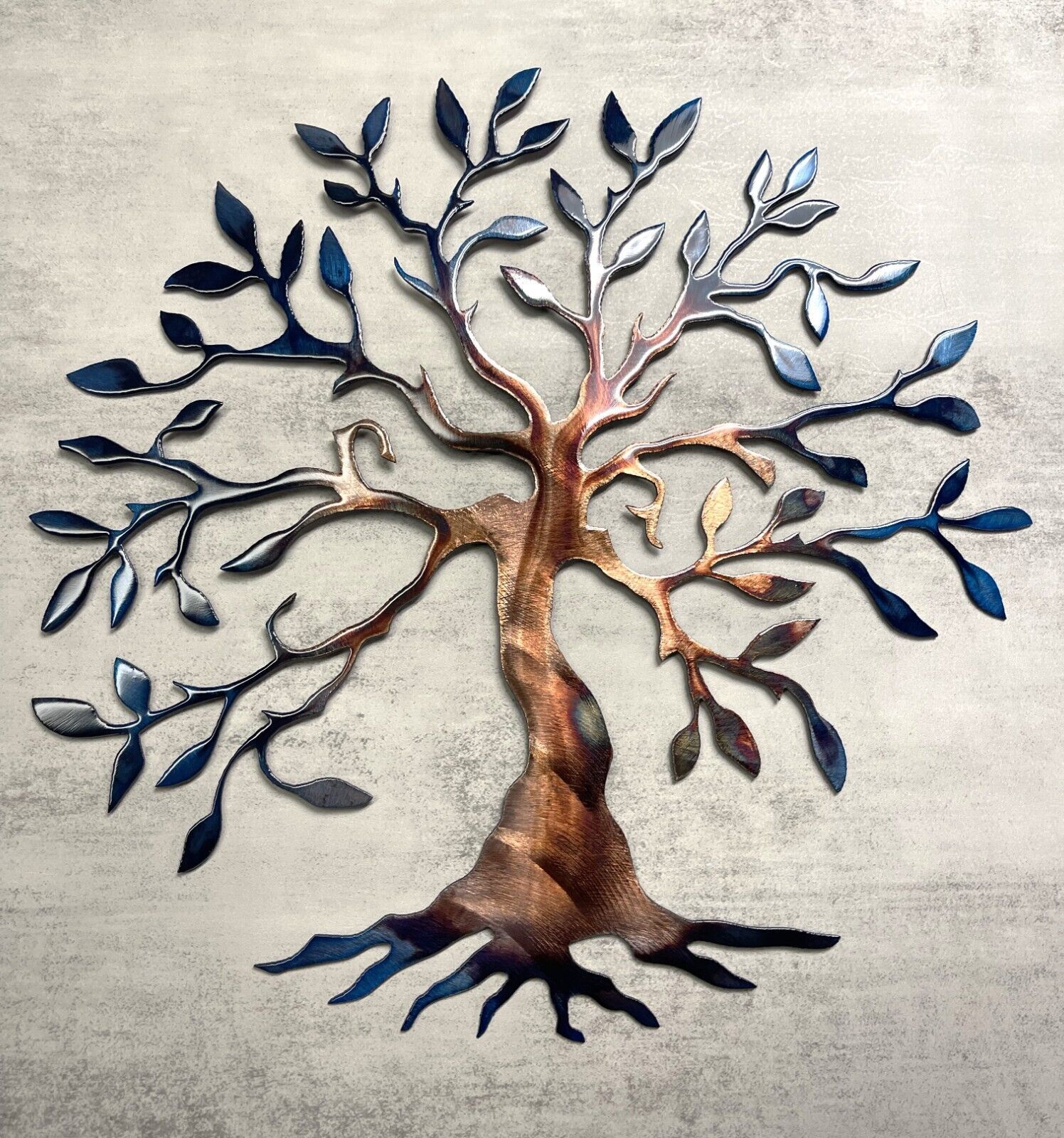 Olive Tree of Life - Metal Wall Art - Copper and Blue Tinged 24 ...