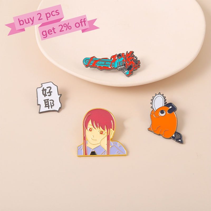 Chainsaw Man Enamel Pins Custom Pochita Makima Brooches Lapel Badges ...