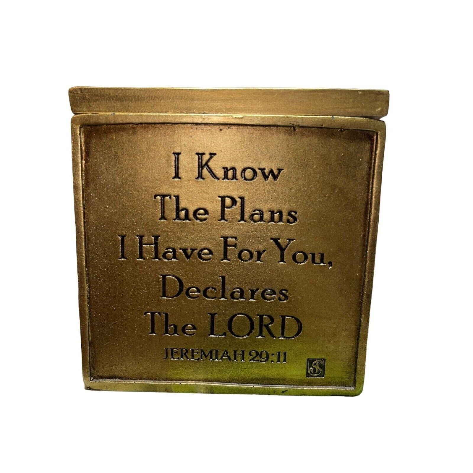 Hidden treasure box with lid Religious Scripture Jeremiah 29:11 Gold ...