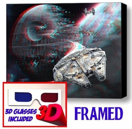 Star Wars Millennium Falcon Death Star Framed 3D Limited Edition Print ...