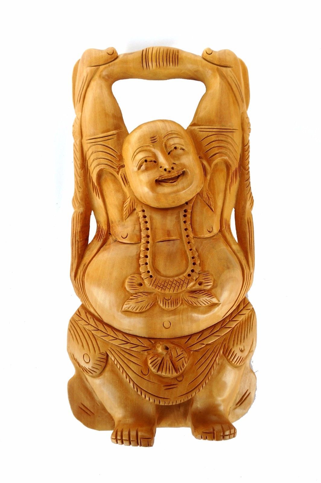 Hand-carved in India Woden Laughing Budha Dancing Laughing Buddha,Budai ...