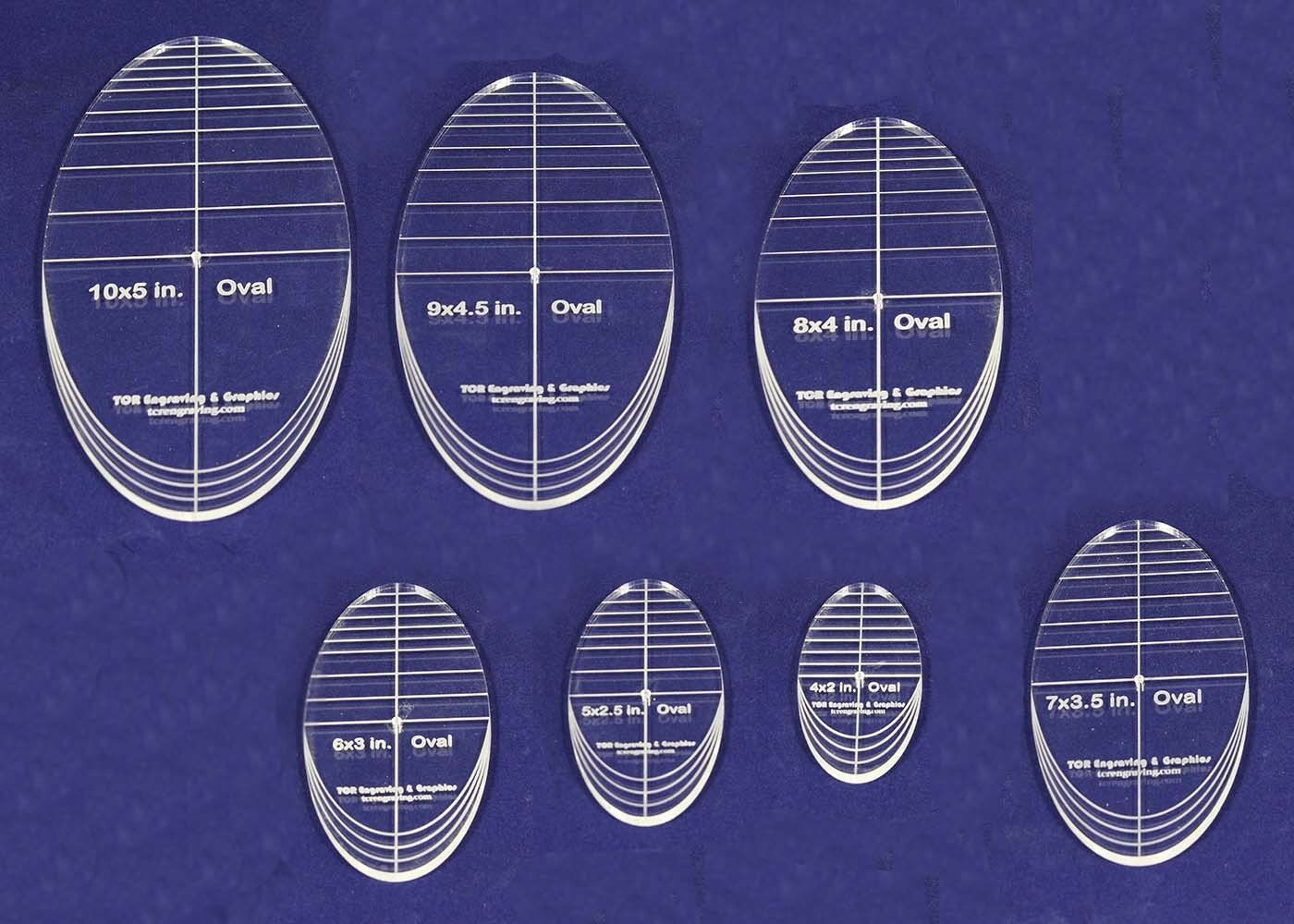 7 Piece Quilt Ovals Templates 1/4 " -4"-10" -Multi Purpose - Sewing