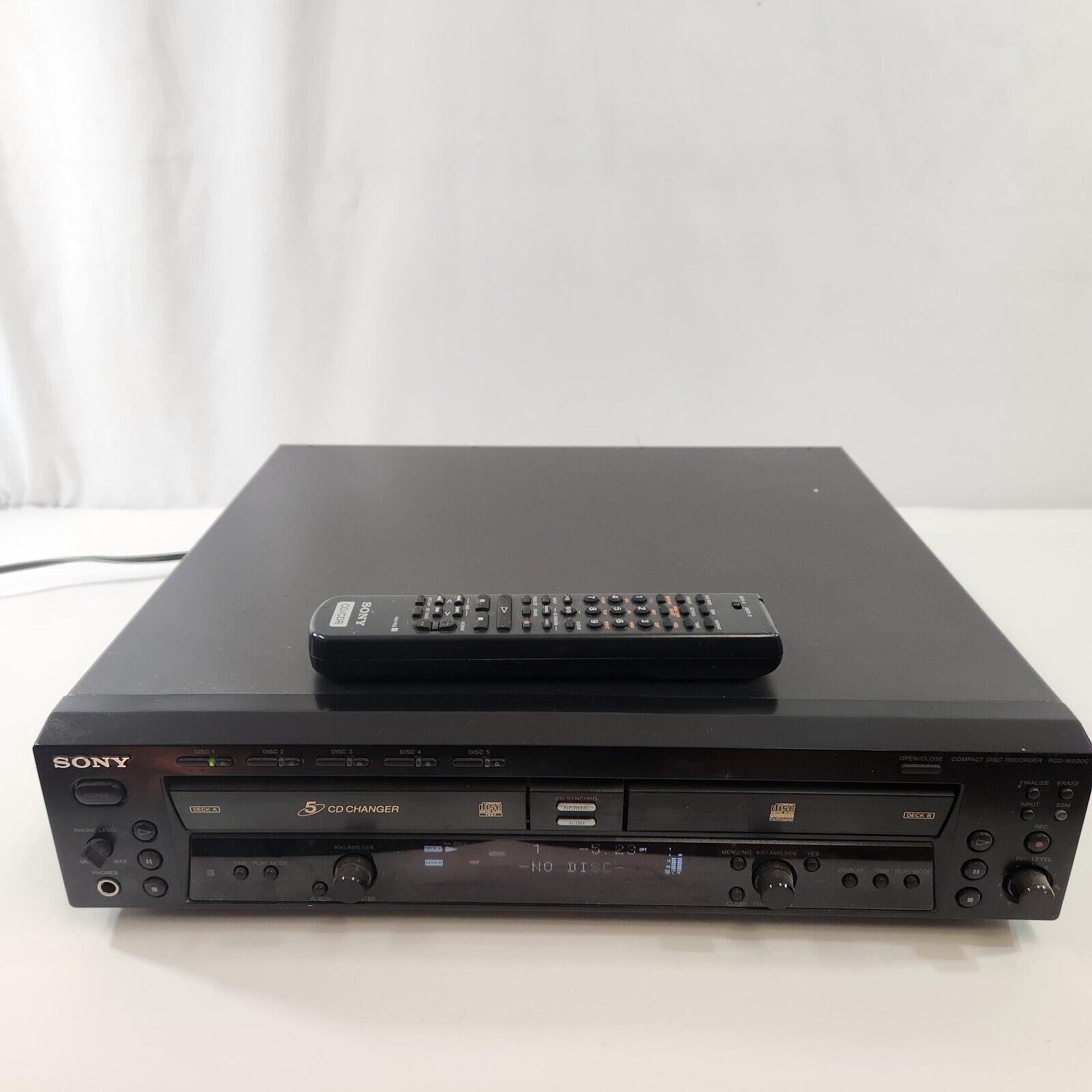 Sony RCD-W500C CD Changer & Recorder w/Remote Works - AS IS - Deck B ...