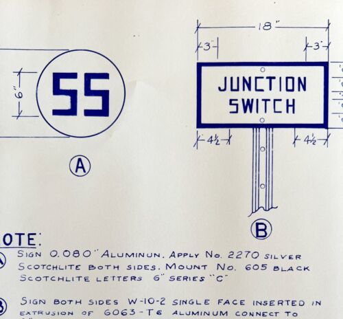 1966 Railroad Bangor Aroostook Junction Switch Signs Blueprint K14 ...