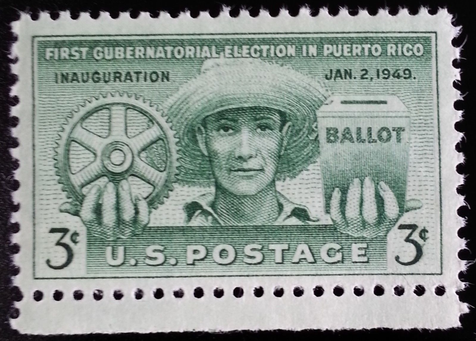 1949 3c Puerto Rico Election, Ballot Scott 983 Mint F/VF NH - 1941-Now ...