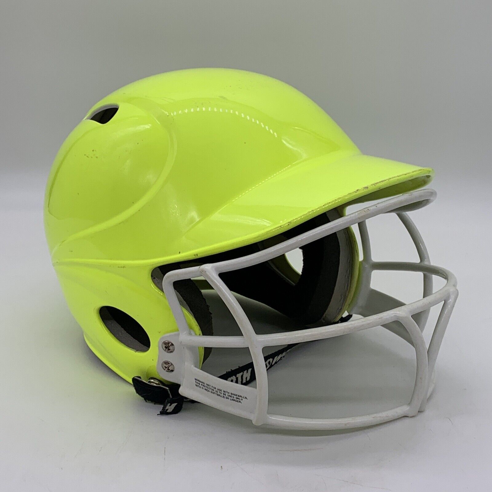WORTH Used Batting Helmet with Face Mask LPBHT1 6 1/2 - 7 1/2 Yellow ...
