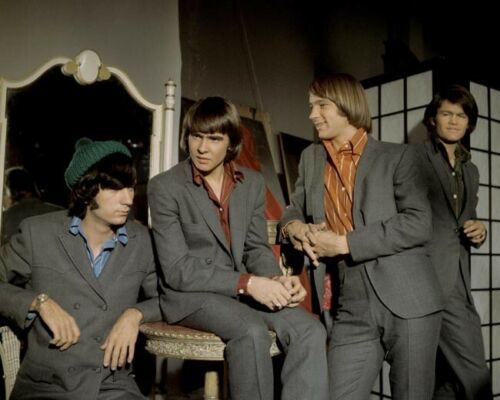 The Monkees TV series Davy Michael Peter & Micky in grey suits on set ...