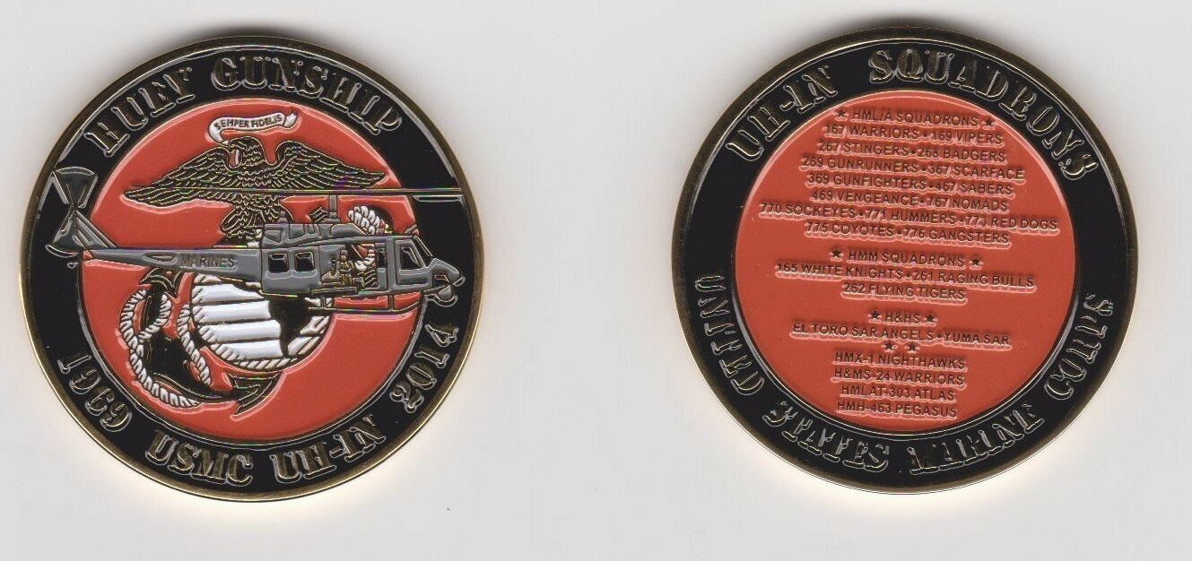 MARINE CORPS UH-1N HUEY GUNSHIP SQUADRONS COMMEMORTIVE 1.75" CHALLENGE ...