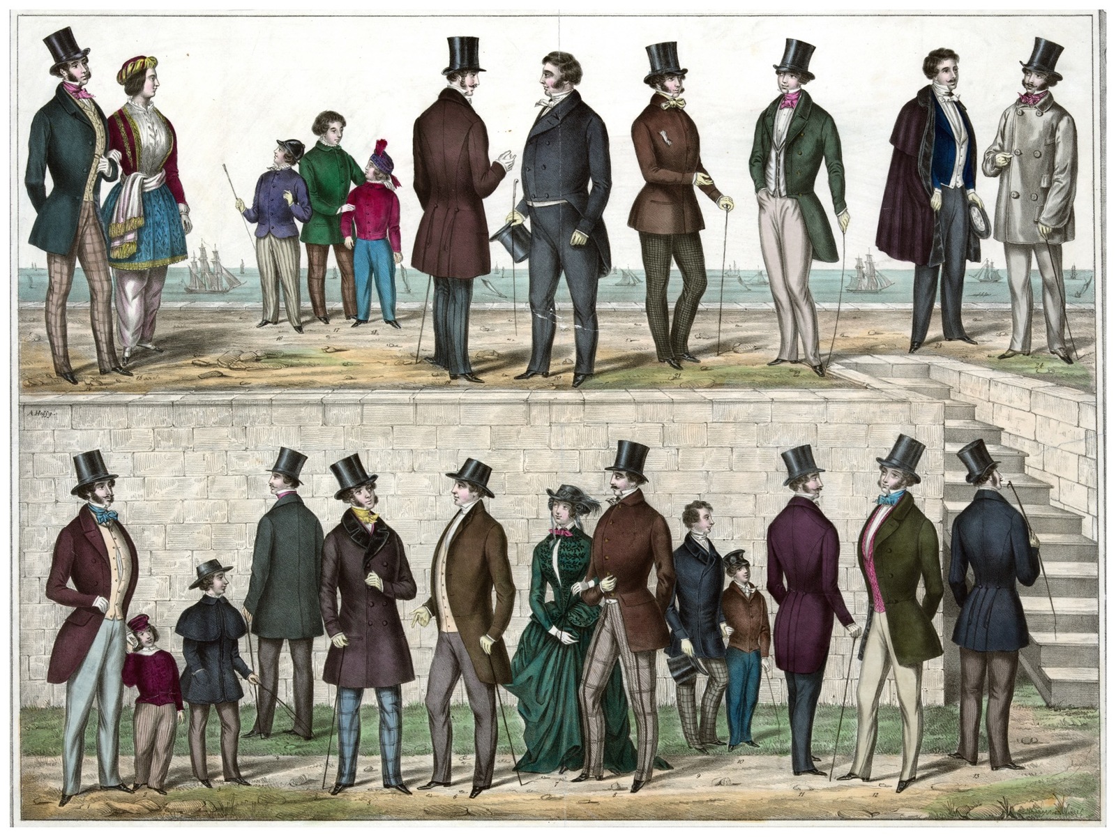 4465.People conversing.vintage formal clothes.POSTER.decor Home Office ...