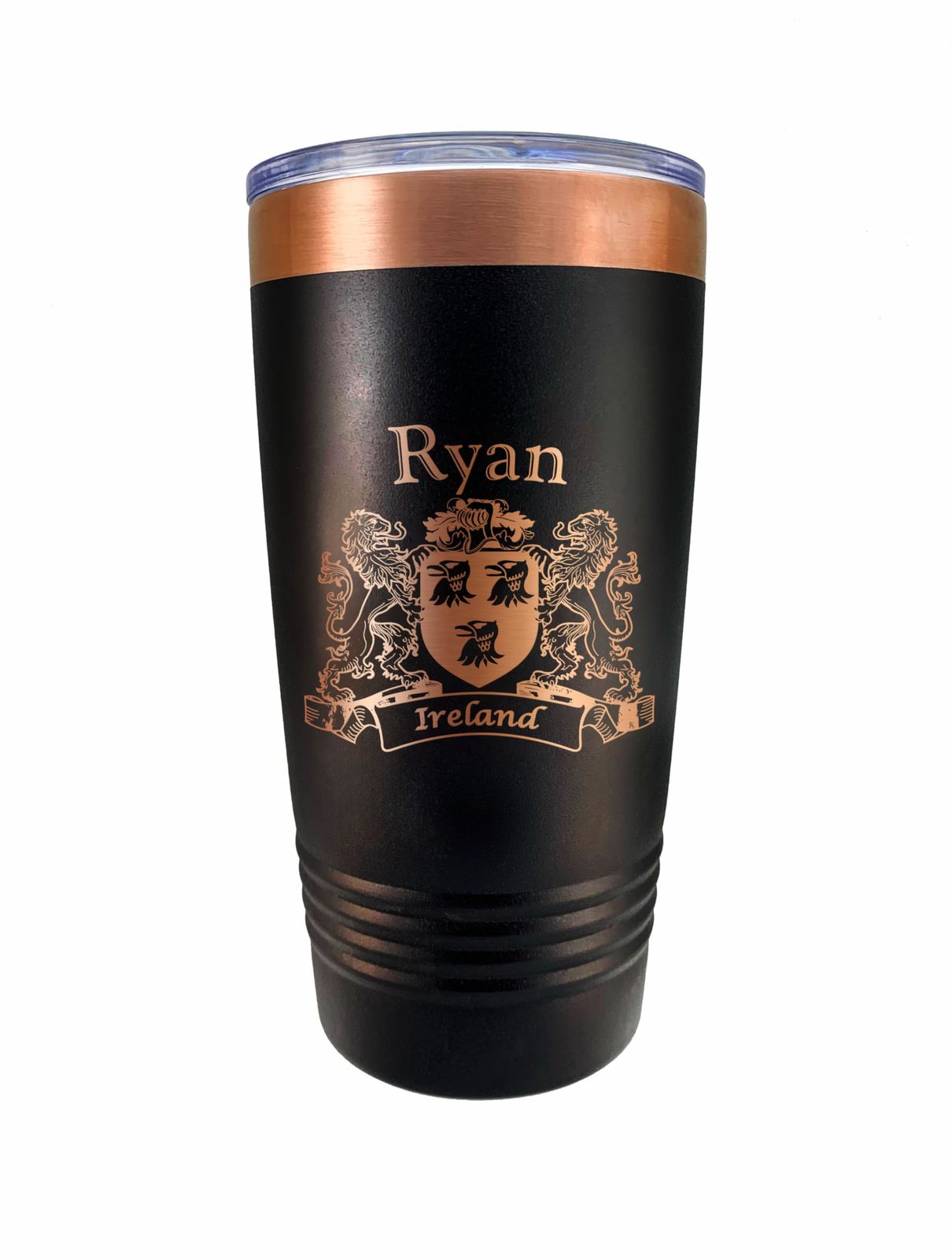 Ryan Irish Coat of Arms Black Travel Mug - Equipment