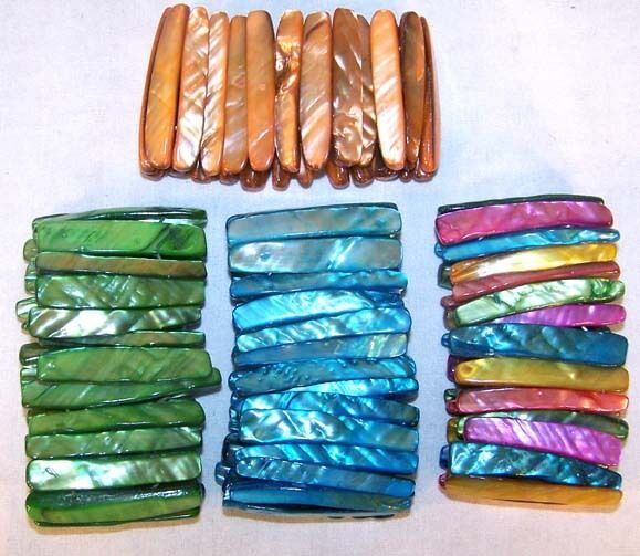 6 LONG COLORED SHELL BRACELETS seashell jewelry shells - Fashion Jewelry