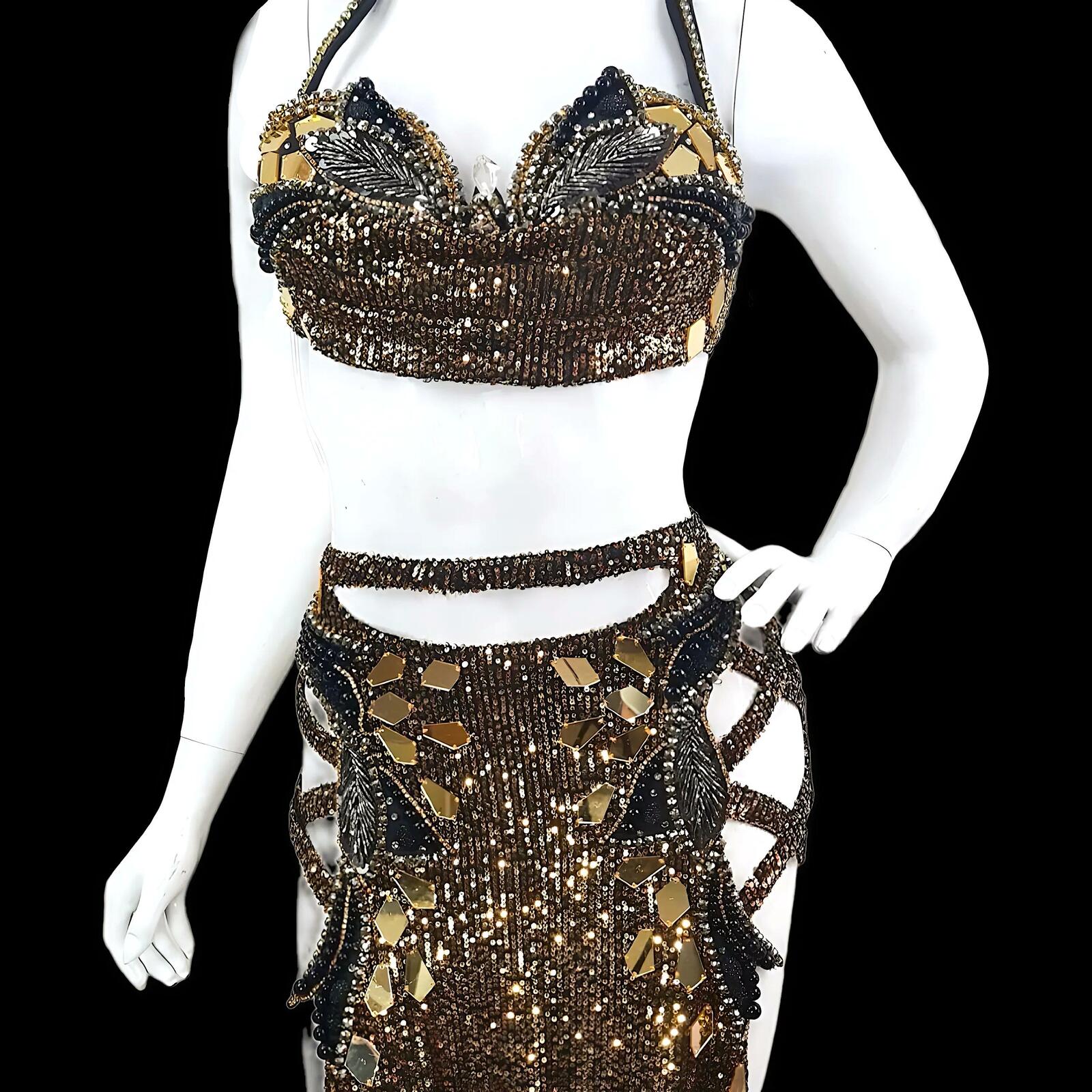 Custom Belly Dance Costume: Luxury Sequin Dress, Stage Wear, Cosplay ...