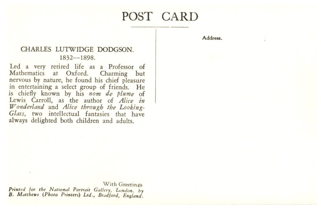 Artist Signed Pen Drawing Of Charles Lutwidge Dodgson Black And White ...