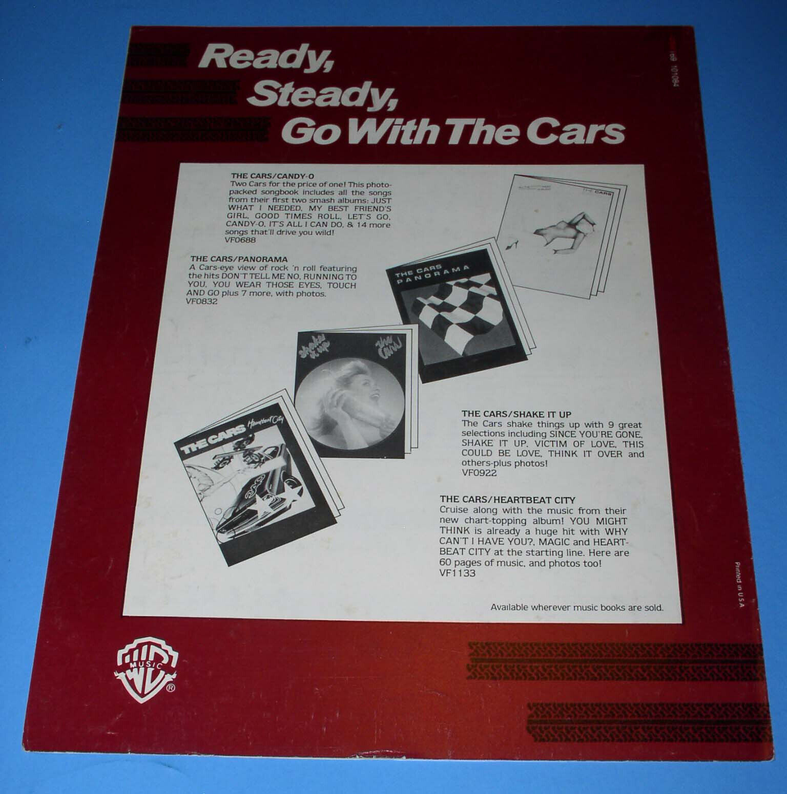 The Cars Sheet Music Vintage 1984 Magic Ric Ocasek - Vintage & Antique