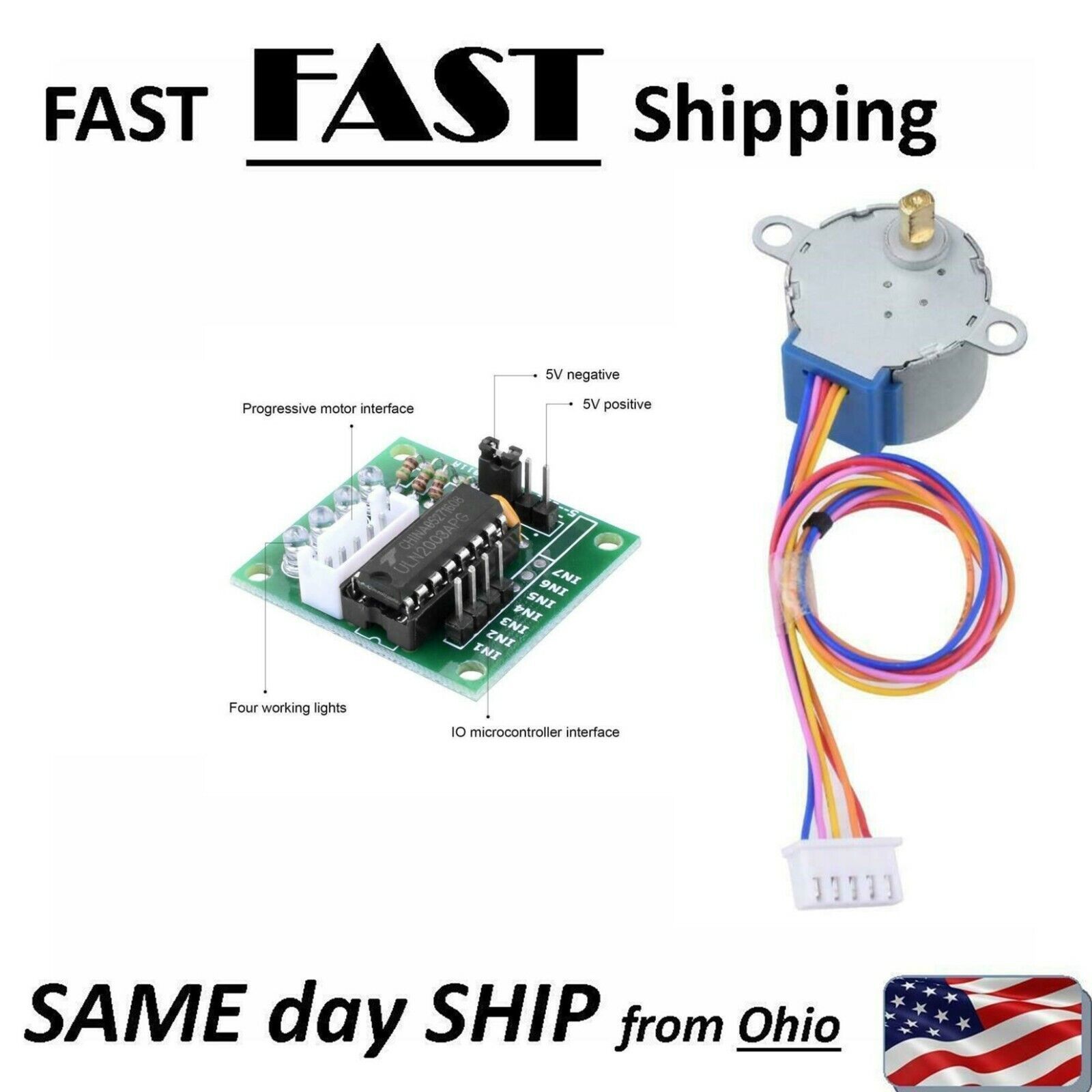 5V 4-Phase Geared Stepper Motor with ULN2003 Driver Board 28BYJ-48 For ...