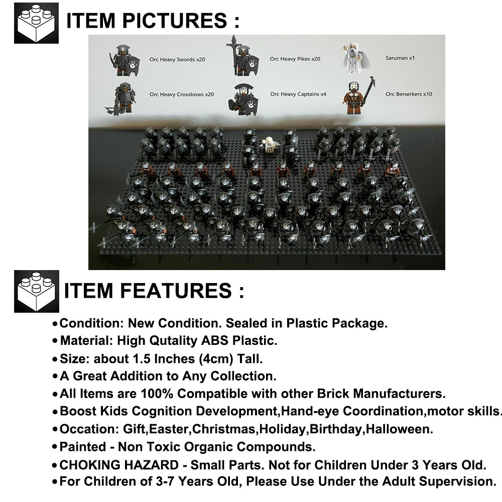 75pcs LOTR Isengard Uruk-hai Orcs Heavy Battalion Infantry Army ...