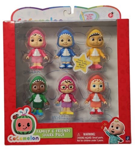 Cocomelon Family & Friends SHARK Pack Figures JJ CeCe Nina Cody Bella ...