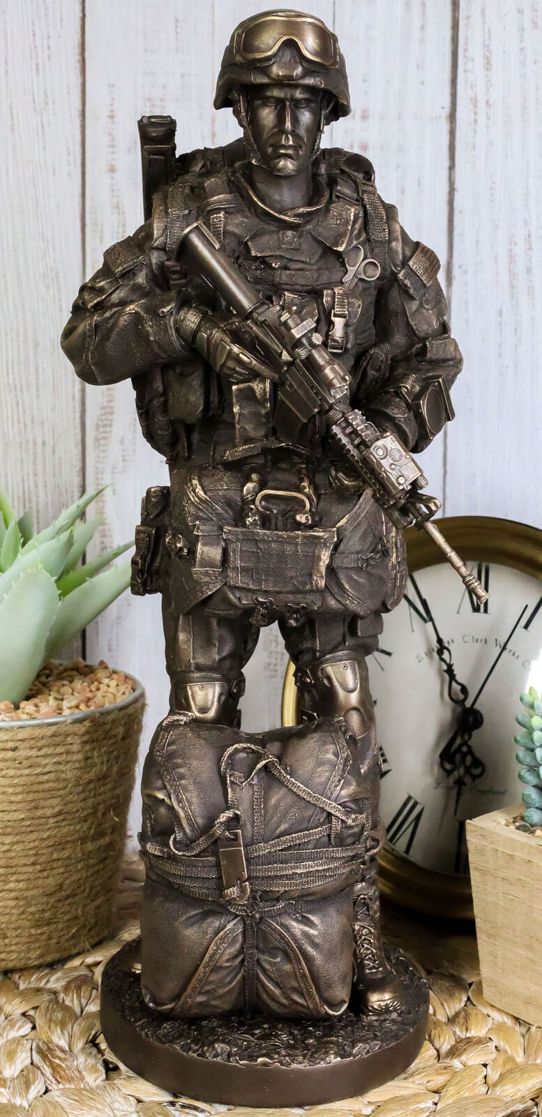 Large Military War Parachutist Soldier Paratrooper Carrying Rifle ...