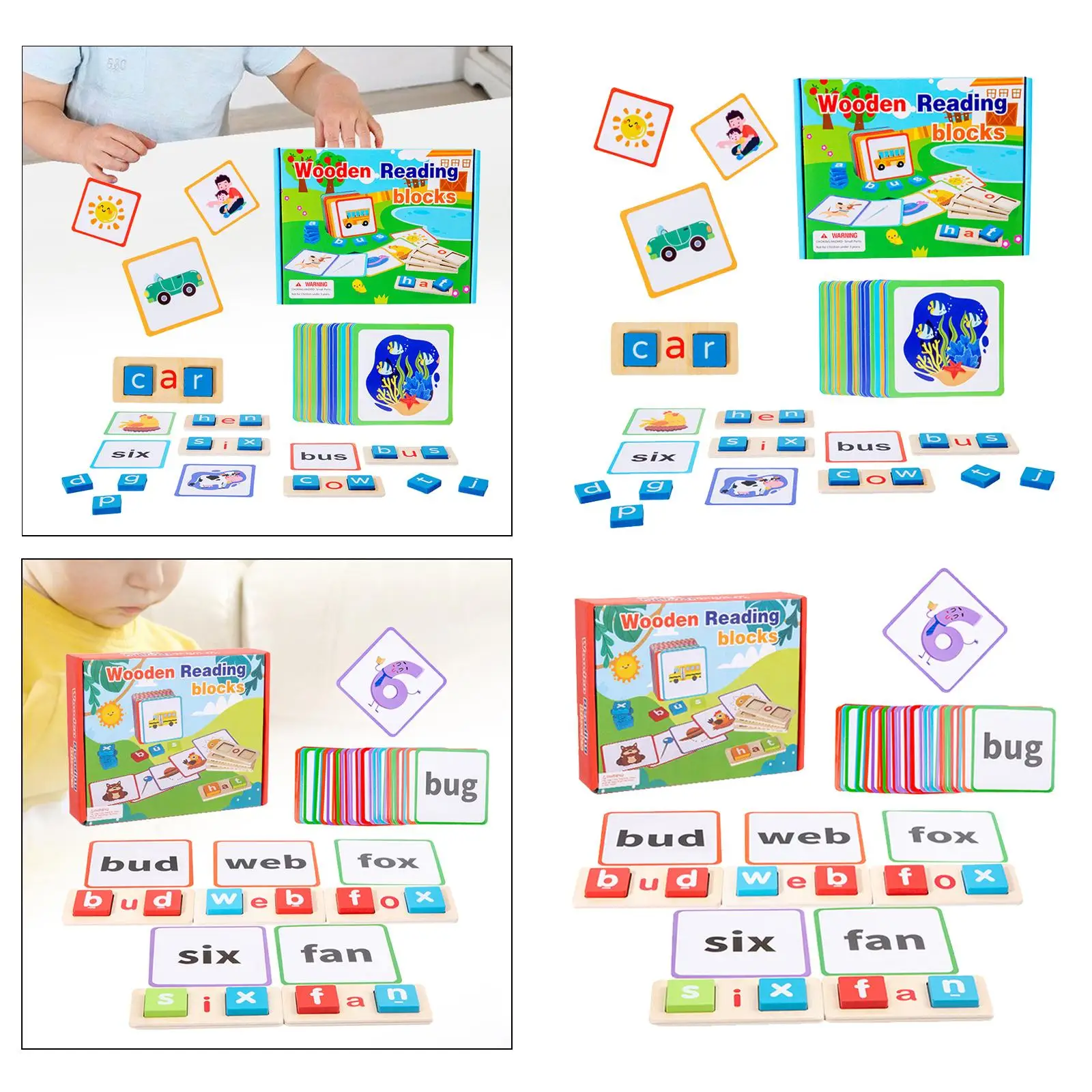 Wooden Reading Blocks, CVC Word Spelling Games, Kindergarten See and ...