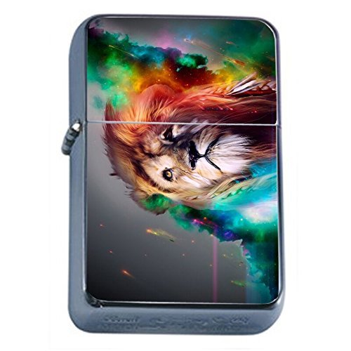 Galaxy Rainbow Lion Flip Top Oil Lighter Em1 Smoking Cigarette Silver ...