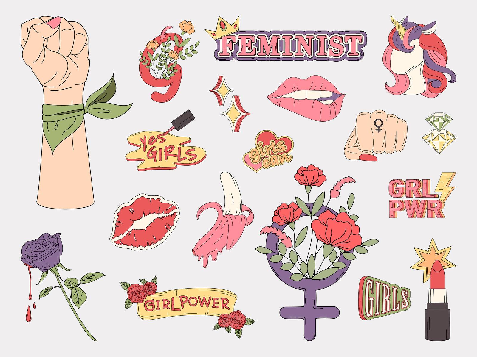 Feminist Stickers SVG Bundle Girl Power Feminist Stickers Pack SVG ...