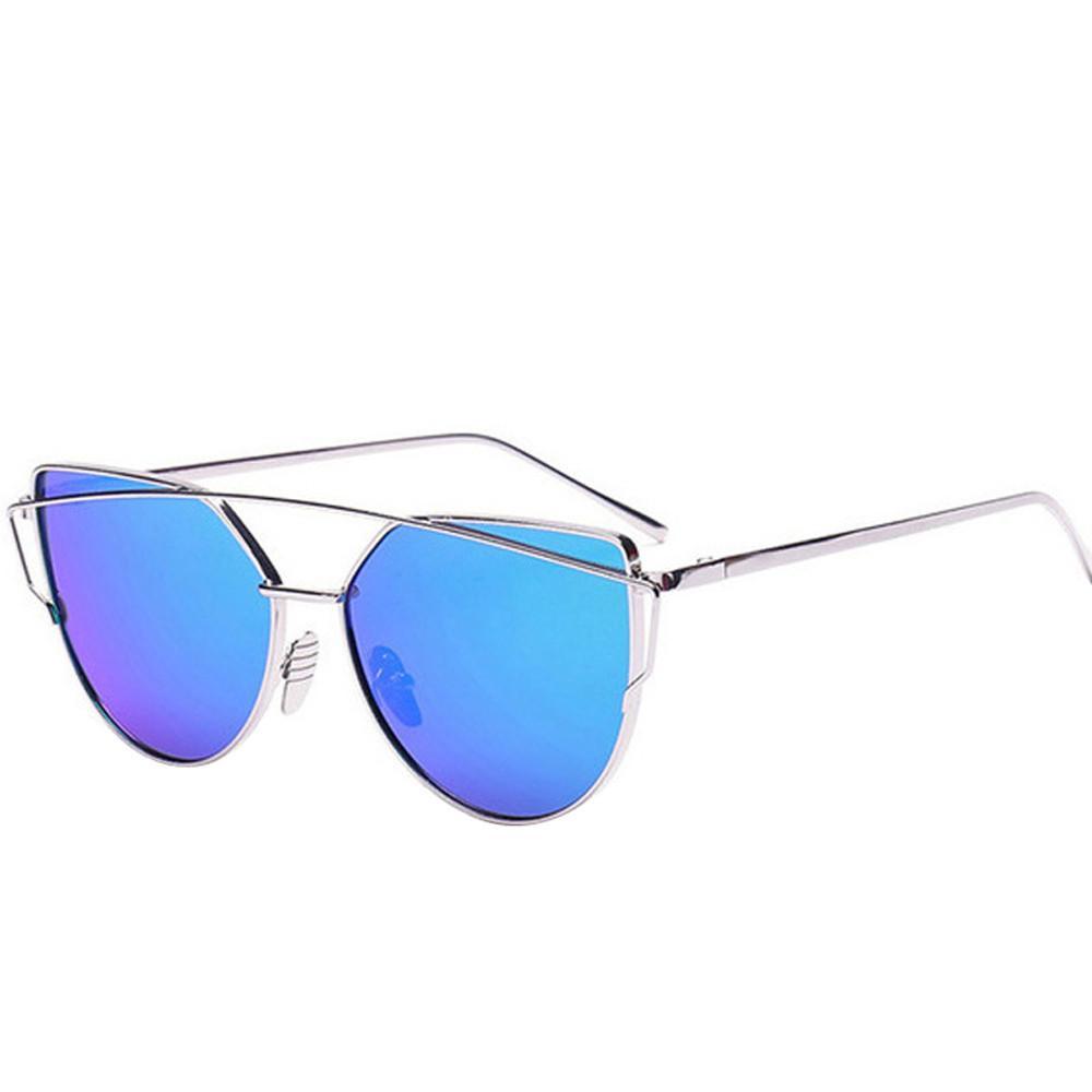 Fashion Twin Beams Classic Women Metal Frame Mirror Sunglasses Cat Eye