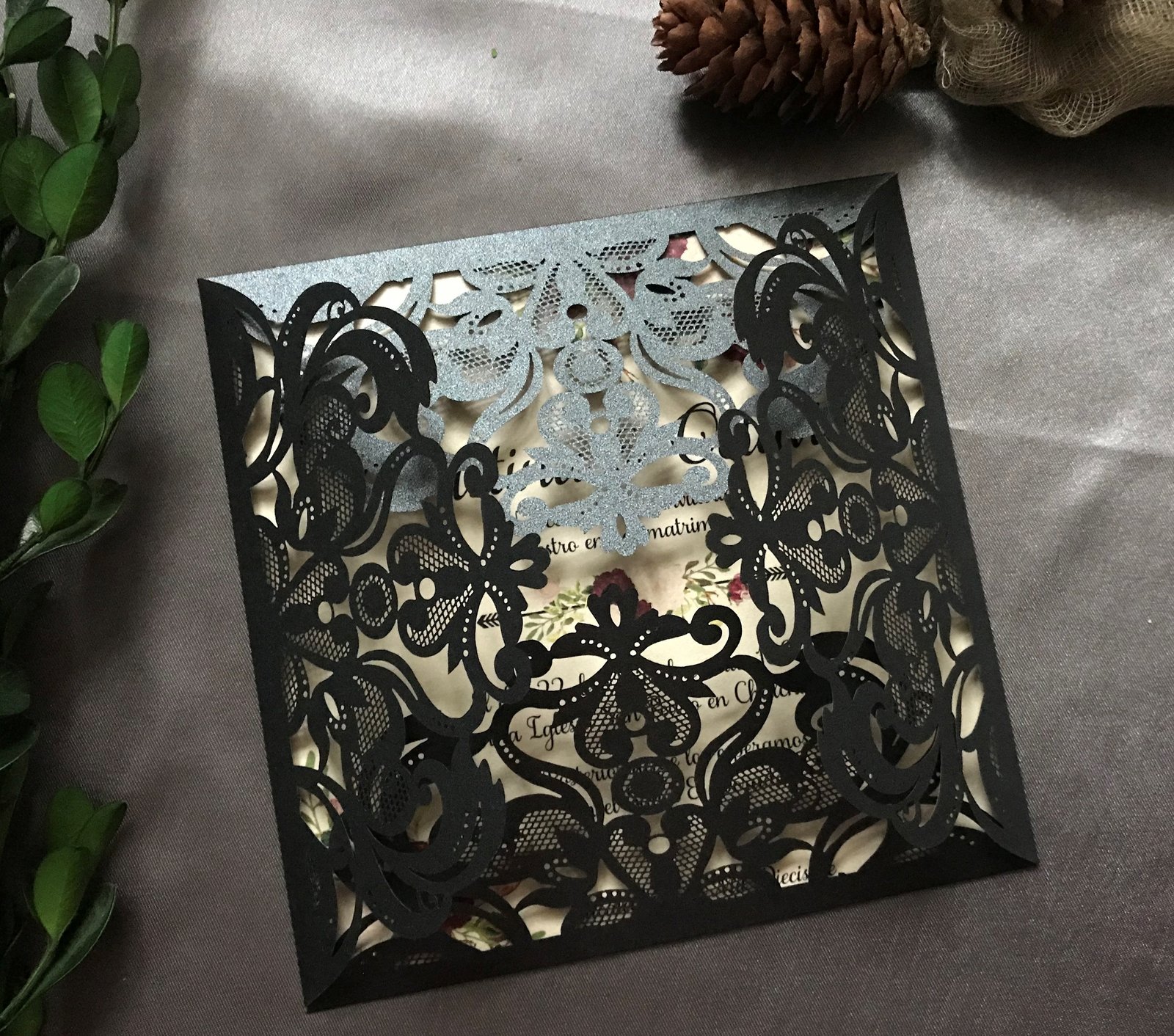 50pcs Black Invitations Cards,Laser Cut Wedding Invitation Cards,Invite ...