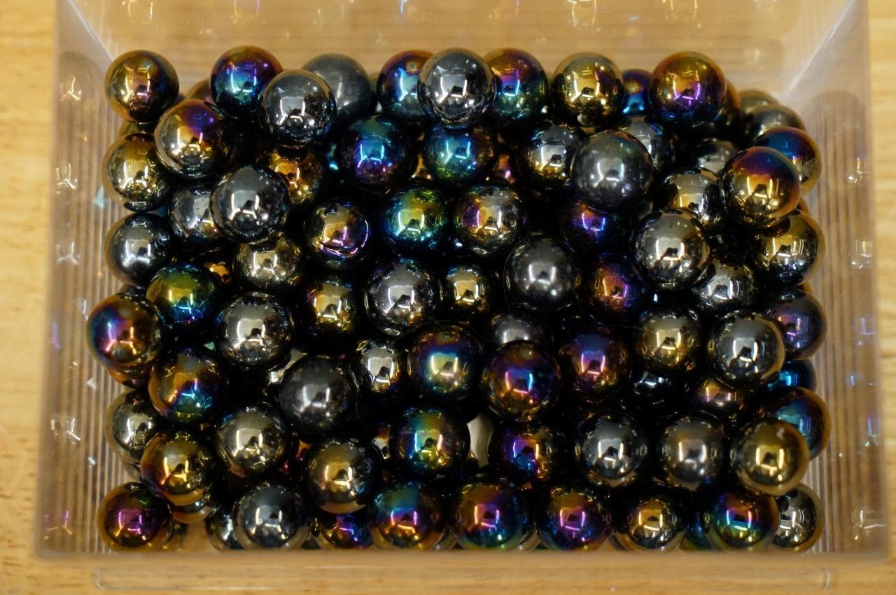 Vintage Toy MARBLES Bag 13MM Lot Metal Steelies Iridescent Rainbow ...