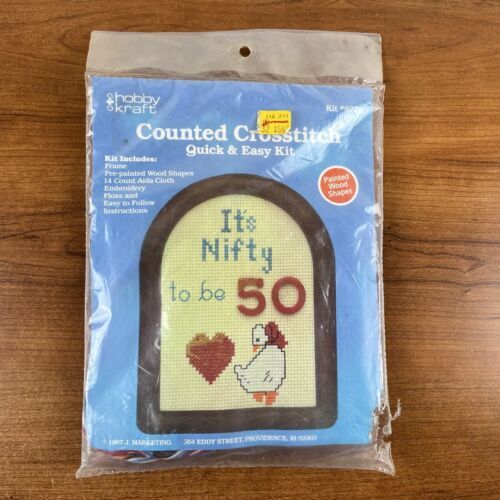 VTG 1987 Hobby Kraft Counted Crosstitch Quick & Easy Kit #8726 Nifty 50 ...
