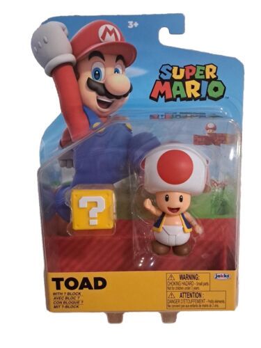 Jakks Super Mario Toad with Block Action Figure 4-inch , New Sealed ...