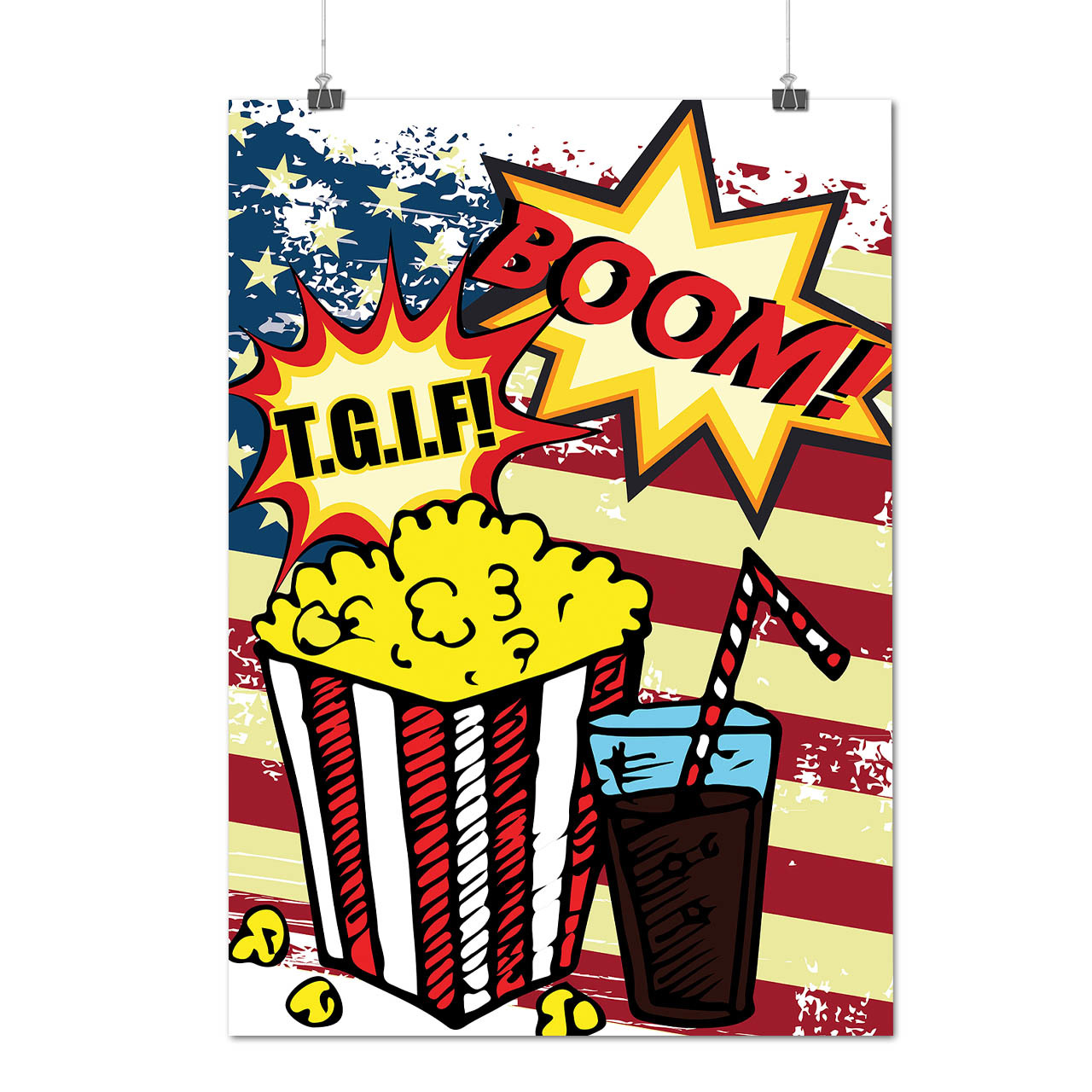 Popcorn Flag State USA USA Pop Art Matte/Glossy Poster A0 A1 A2 A3 A4 ...